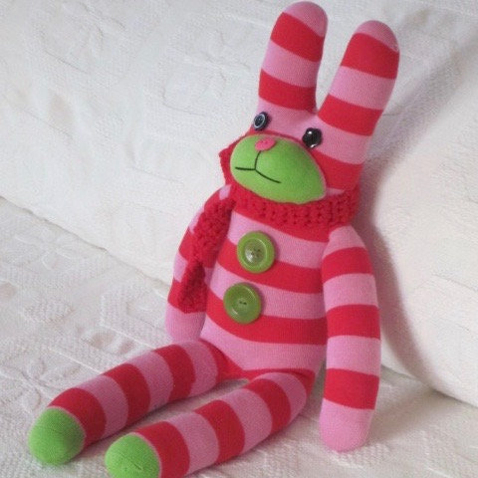 Sock Rabbit Doll, Plush Toy in Red, Red and Pink, Stuffed Sock Rabbit ...
