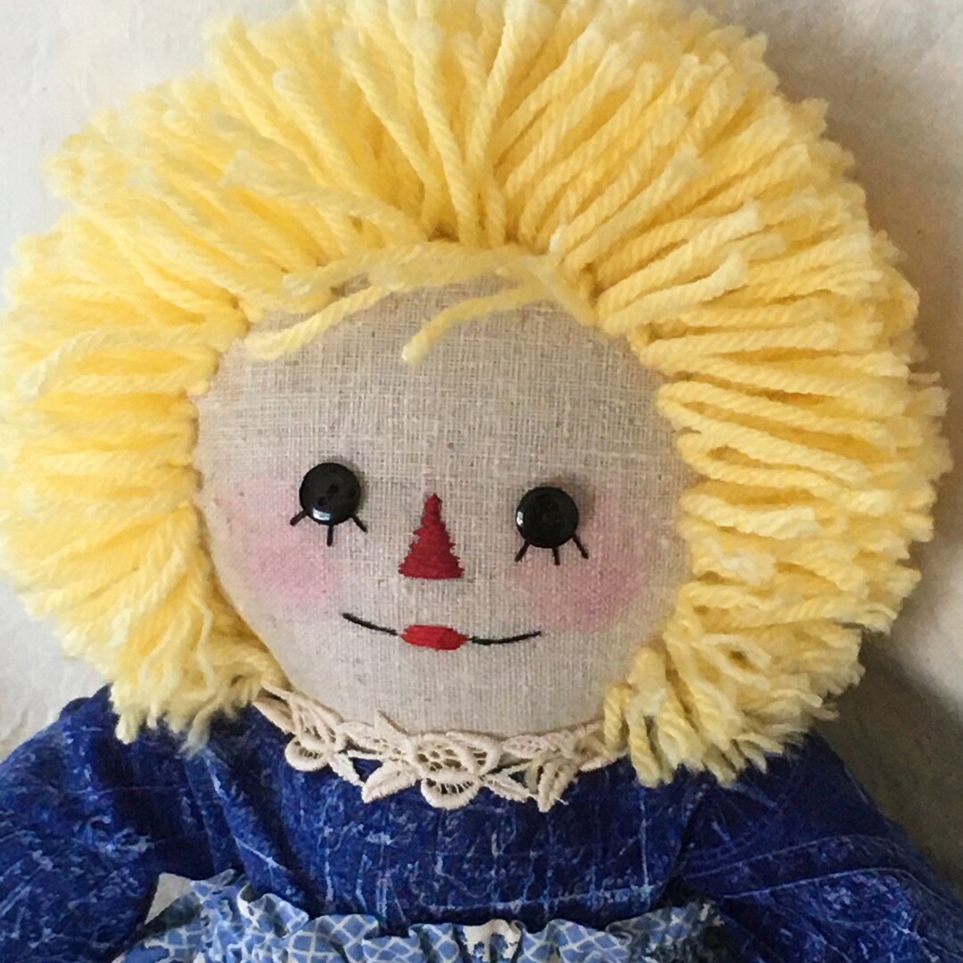 Sweet 15 Inch Raggedy Ann Rag Doll, Blonde Raggedy Doll, Fabric Rag ...