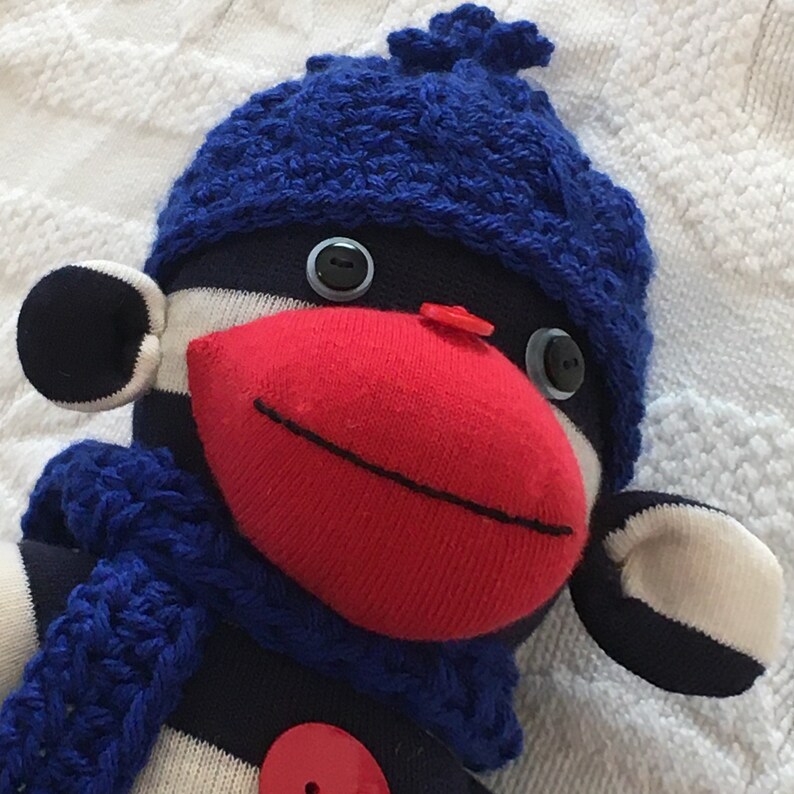Blue and White Striped Sock Monkey Doll, A Wonderful Gift for Adults ...