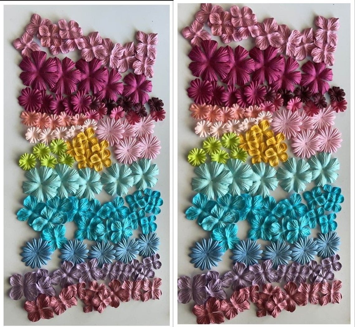 200 Mulberry Paper Flowers Card Making Scrapbooking Junk Journals ...