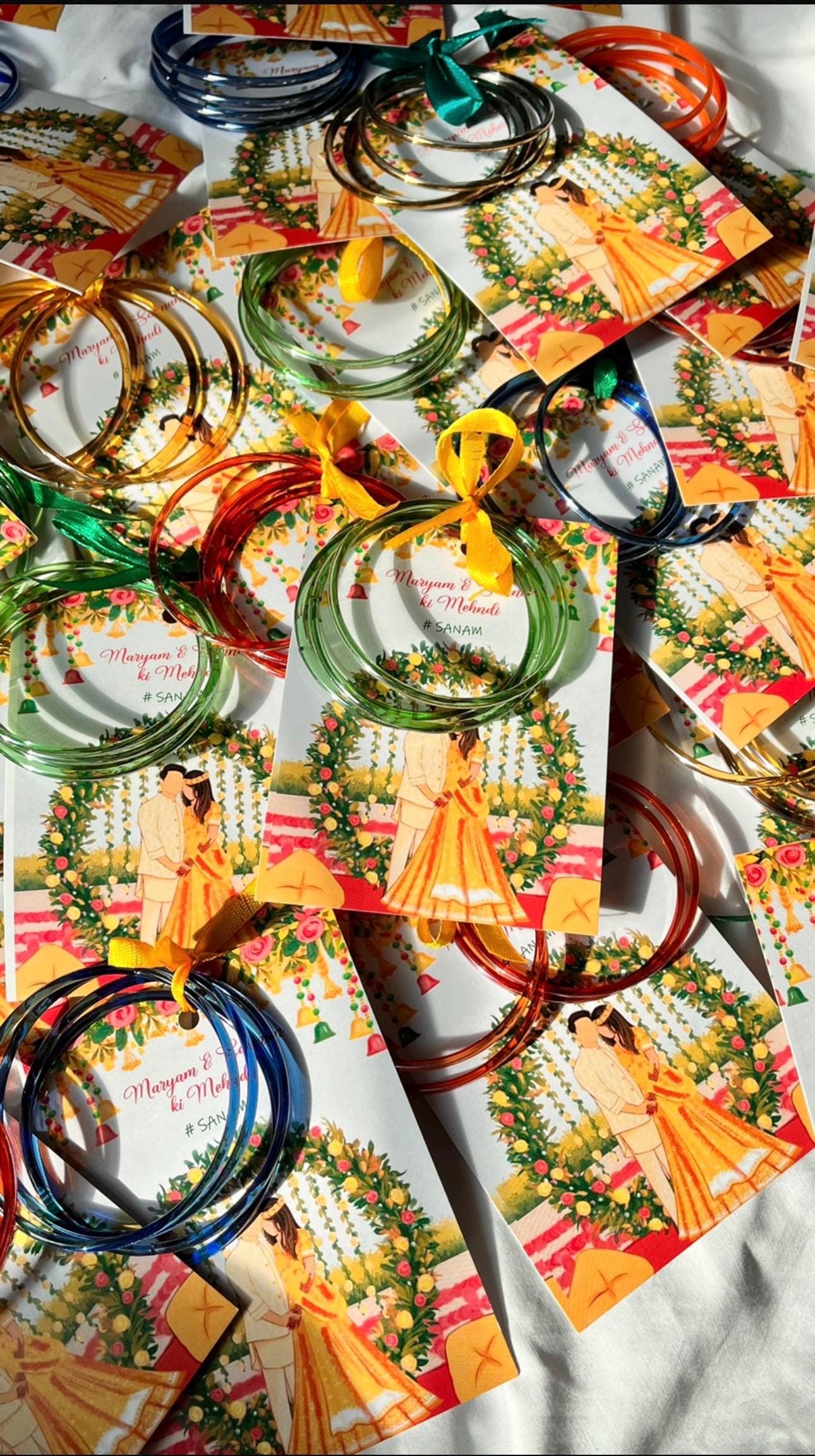 Bangle Mehendi Favors, Desi Wedding Favours, Bidh Matkis, Wedding Party ...
