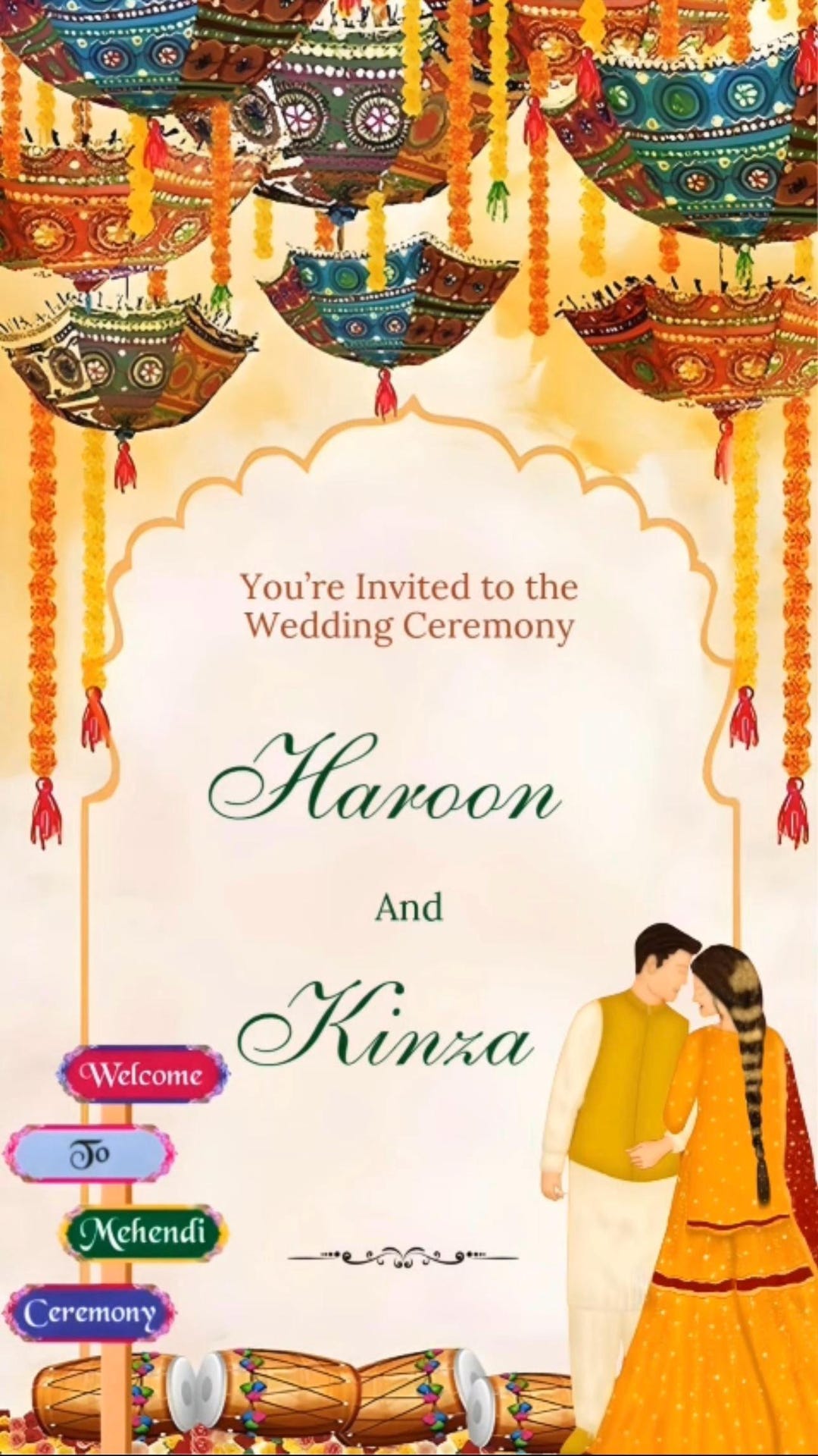 Custom Digital Mehendi Invitation: Editable Desi Wedding E-card ...