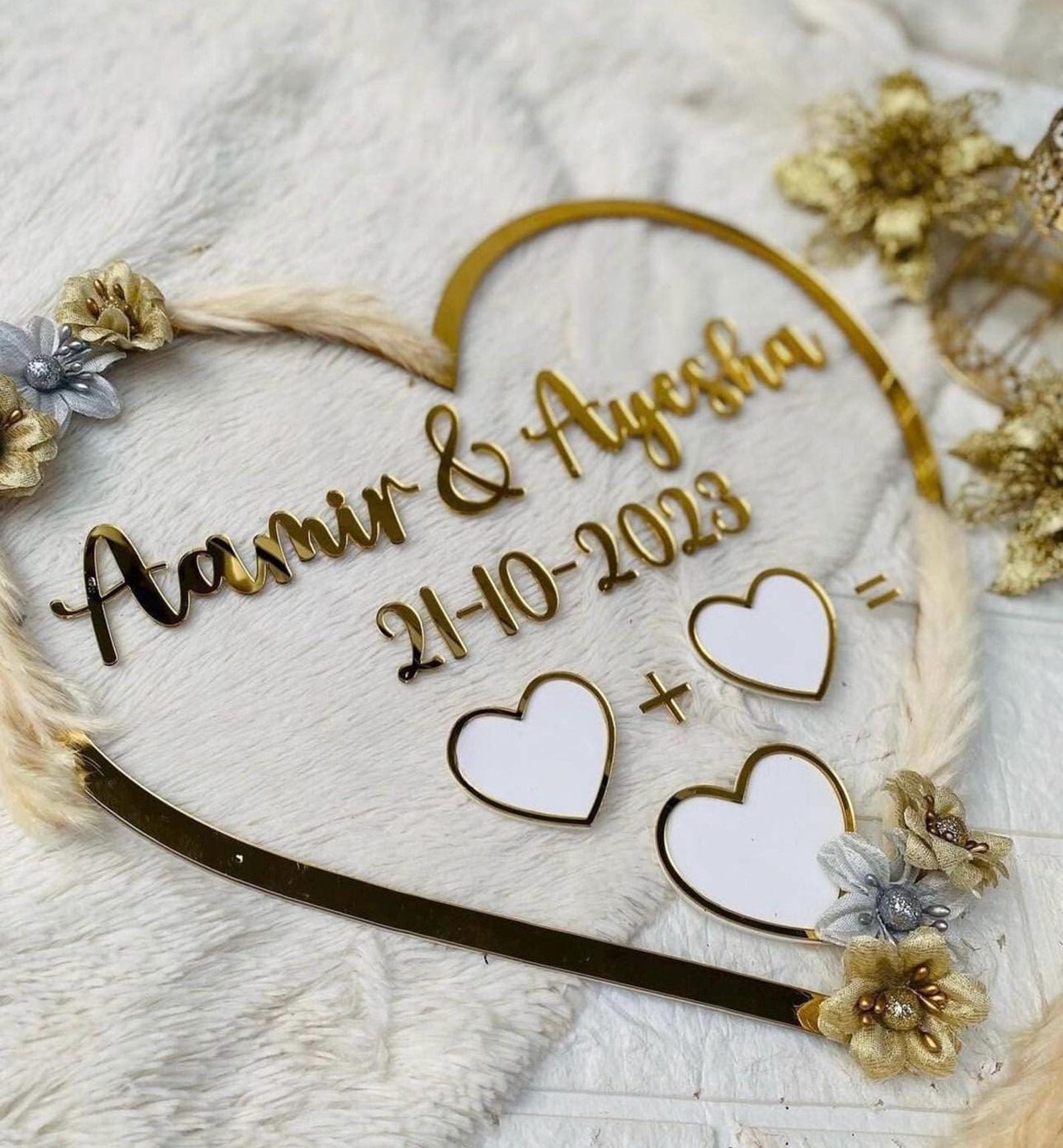 Personalised Islamic Nikkah Heaet Acrylic Board, Fingerprint Contract ...