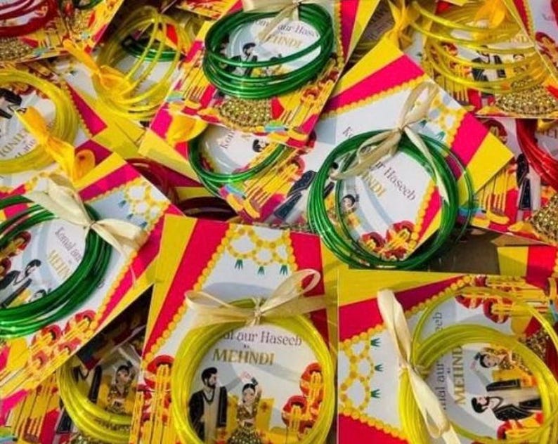 Bangle Mehendi Favors, Desi Wedding Favours, Bidh Matkis, Wedding Party ...