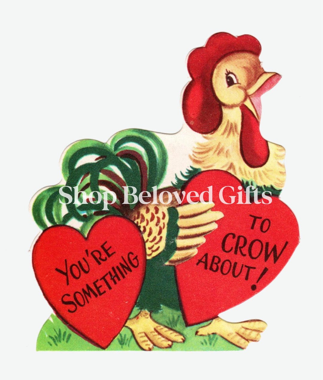 Vintage Rooster Valentine Digital Image Vintage Chicken Valentine ...