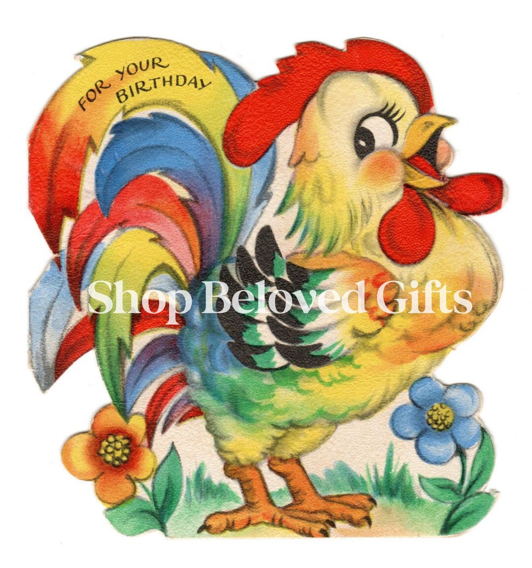Adorable Vintage Rooster Digital Image Anthropomorphic Rooster ...