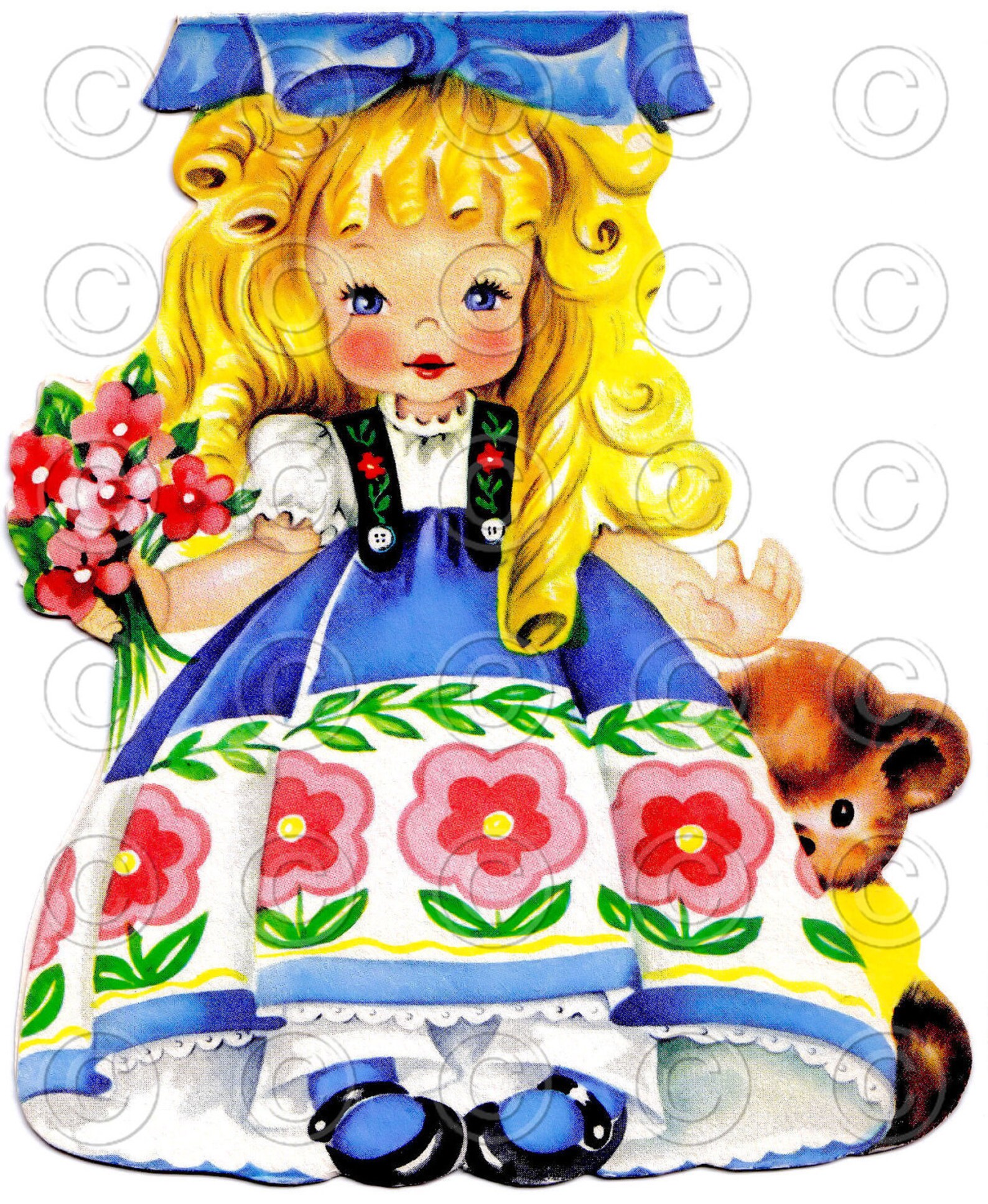 Goldilocks and the Three Bears Pretty Girl With Flowers Doll Card ...