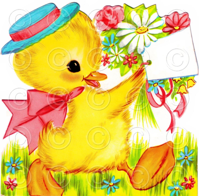 EASTER DUCK -- Pretty Little Spring Chick Digital Image Vintage Duck ...