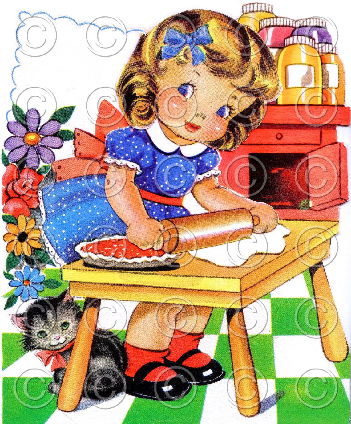 PATTY CAKE -- Bakers Girl Vintage Digital Image Illustration Baker ...