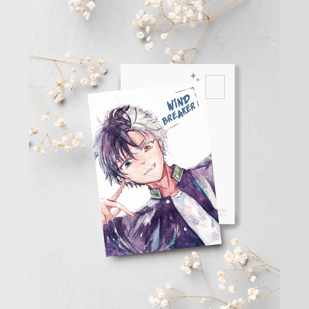 Watercolor Anime Postcard - WIND BREAKER (haruka Sakura) - Etsy