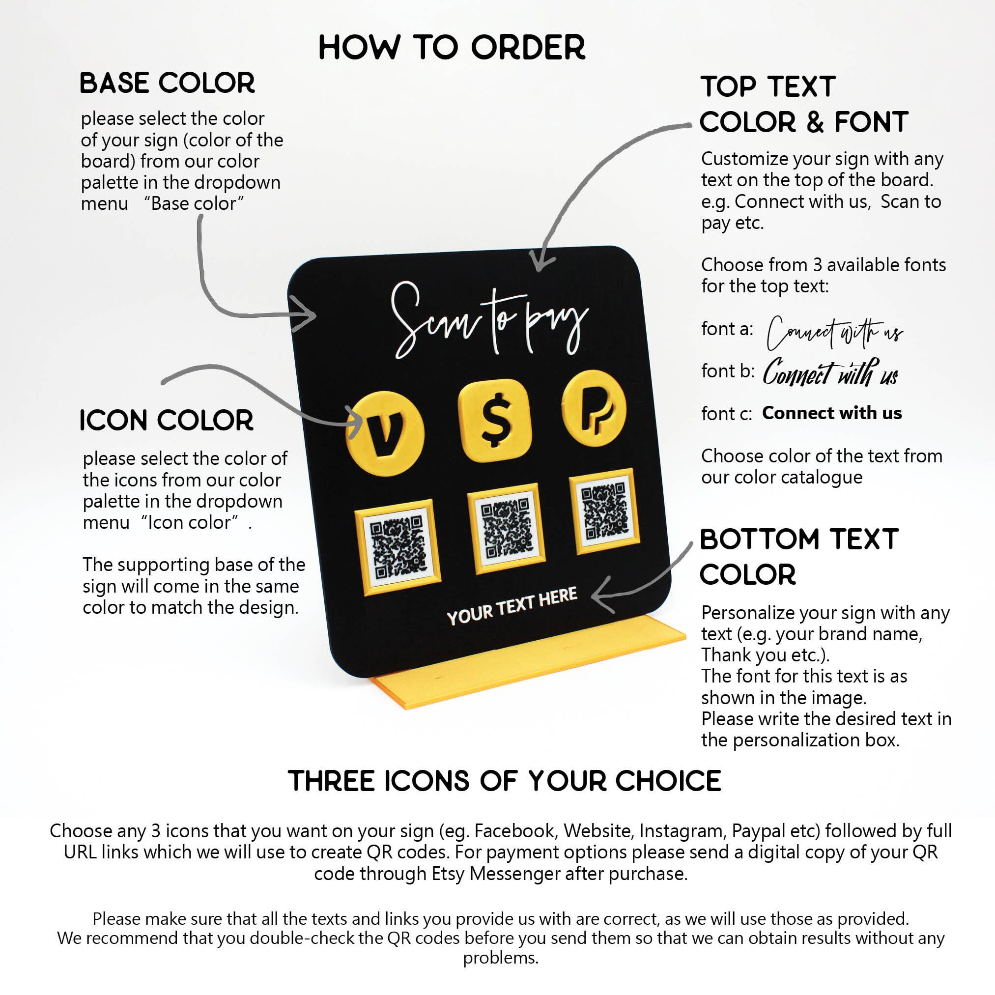 QR Code Sign 3 Icons I Eco-friendly Social Media Sign I Business ...