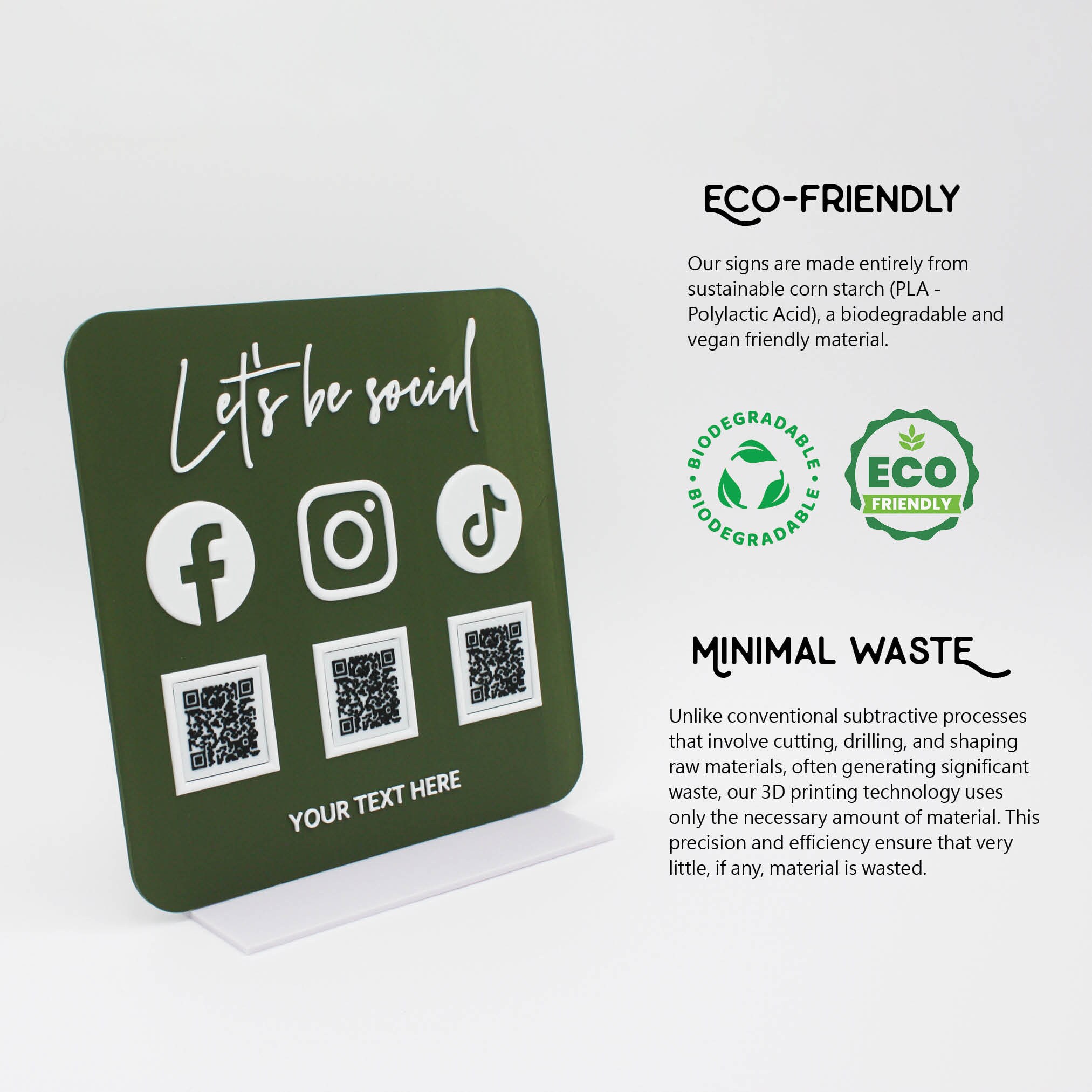 QR Code Sign 3 Icons I Eco-friendly Social Media Sign I Business ...