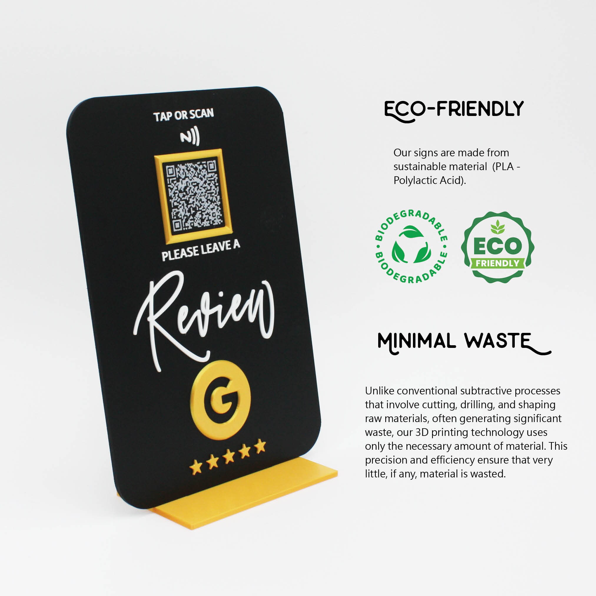 Google Review QR Code & Tap Sign I Eco-friendly Business Sign I 5 Star ...