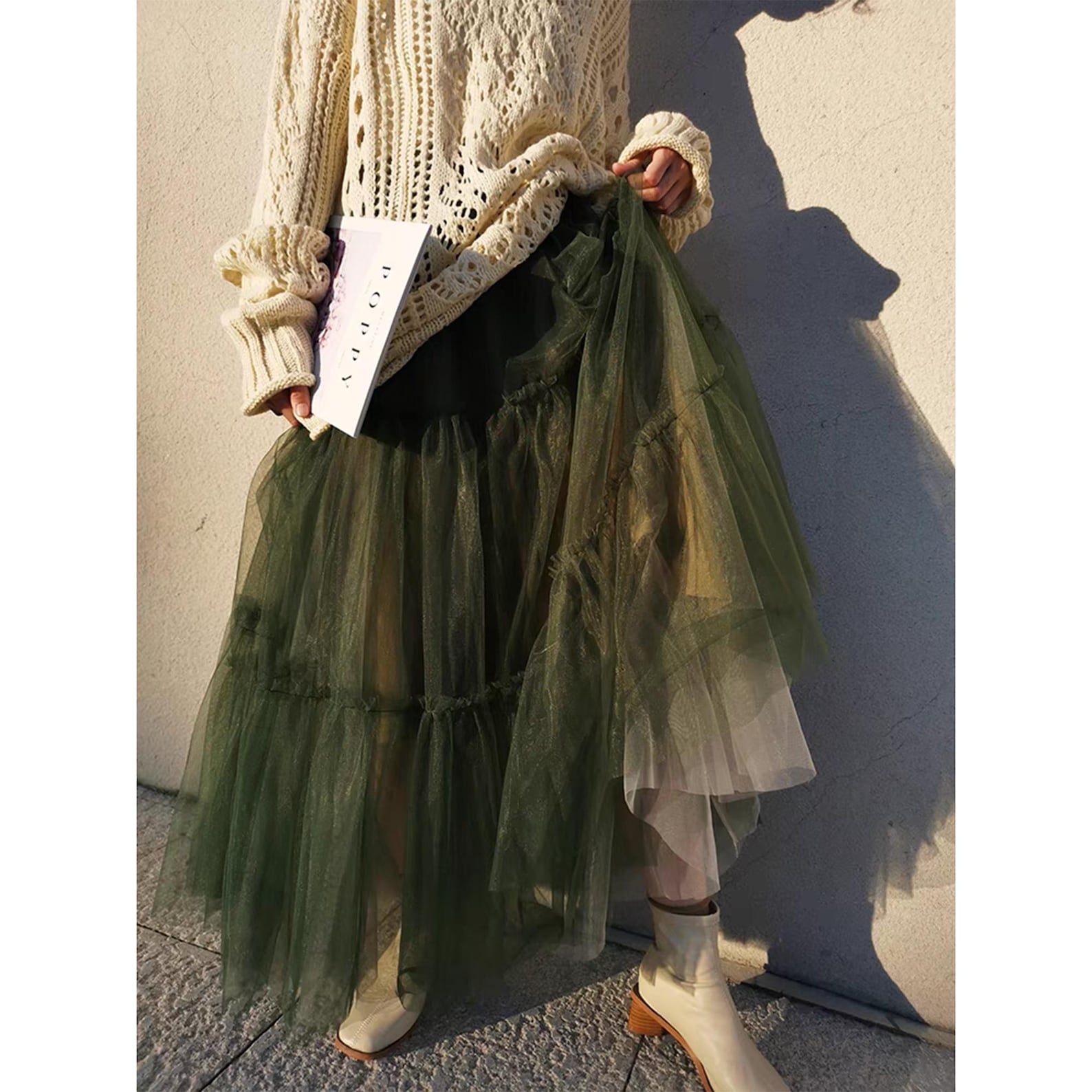Ethereal Layered Tulle Skirt, Women's Mid-length High-waisted Cake ...