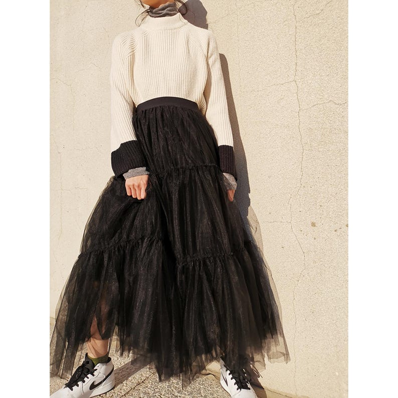Ethereal Layered Tulle Skirt, Women's Mid-length High-waisted Cake ...