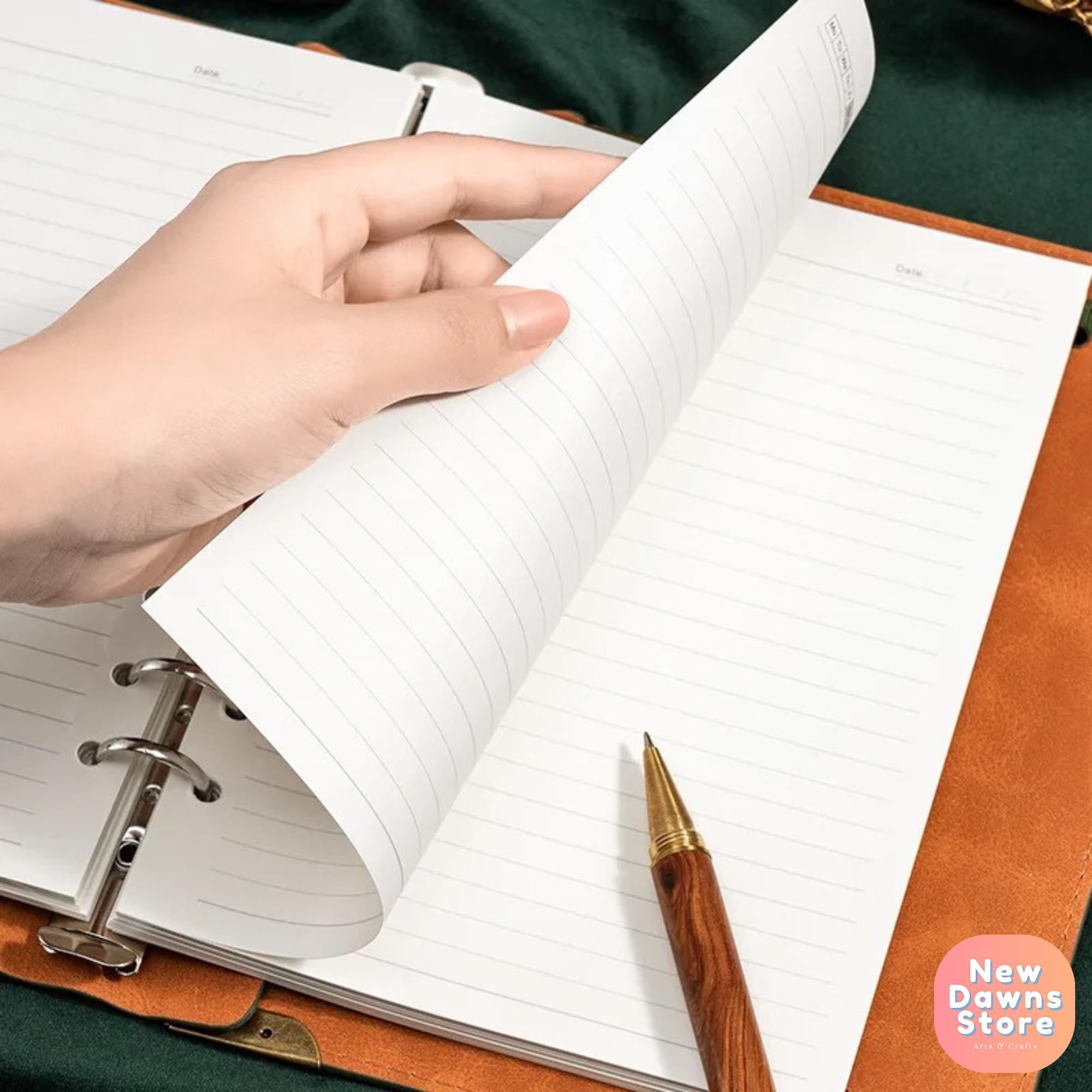 A5 Vintage Embossed Leather Binder Notebook – Elegant & Refillable ...