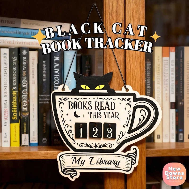 Black Cat Book Tracker - Etsy UK