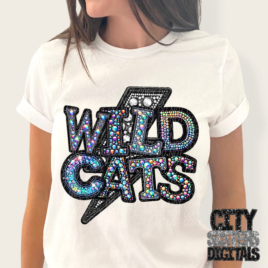 WILDCATS Png, Rhinestone Faux Embroidery Wildcats, Rhinestone Mascot ...
