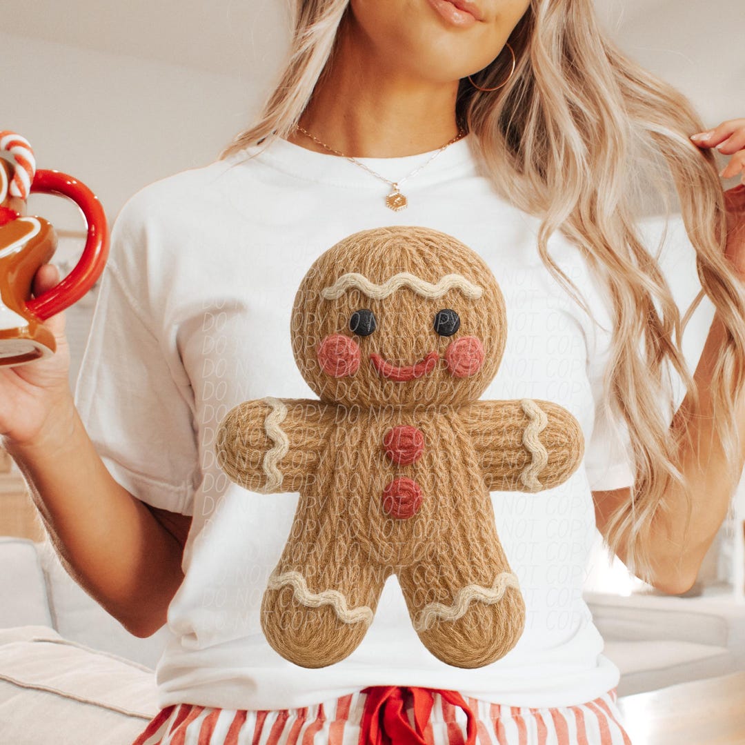 GINGERBREAD PNG, Faux Yarn Gingerbread Man Png, Christmas Png ...