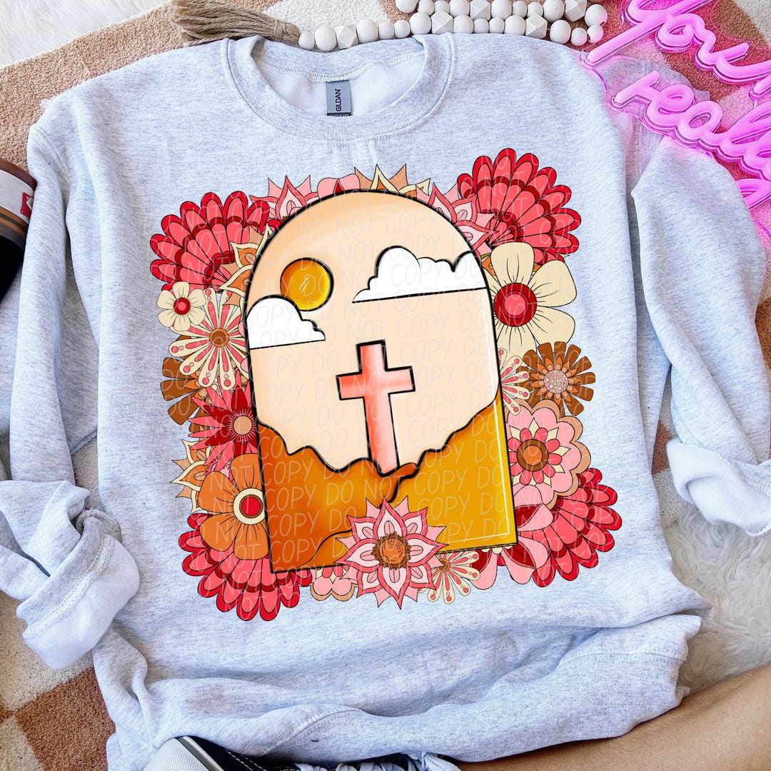 EASTER Digital for Sublimation & Dtf, Easter Png, Retro Easter Png, Easter Cross Png, Floral ...