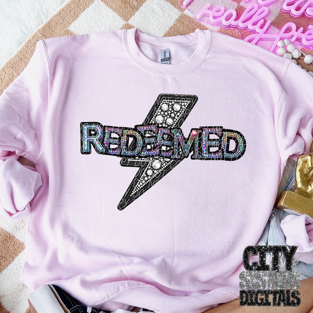 REDEEMED RHINESTONE Png, Digital for Sublimation and Dtf, Faux ...