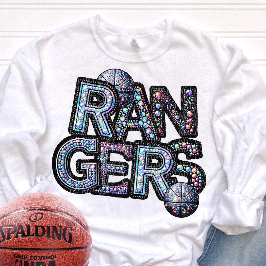 RANGERS BASKETBALL Png, Rhinestone Faux Embroidery Rangers, Rangers Png ...