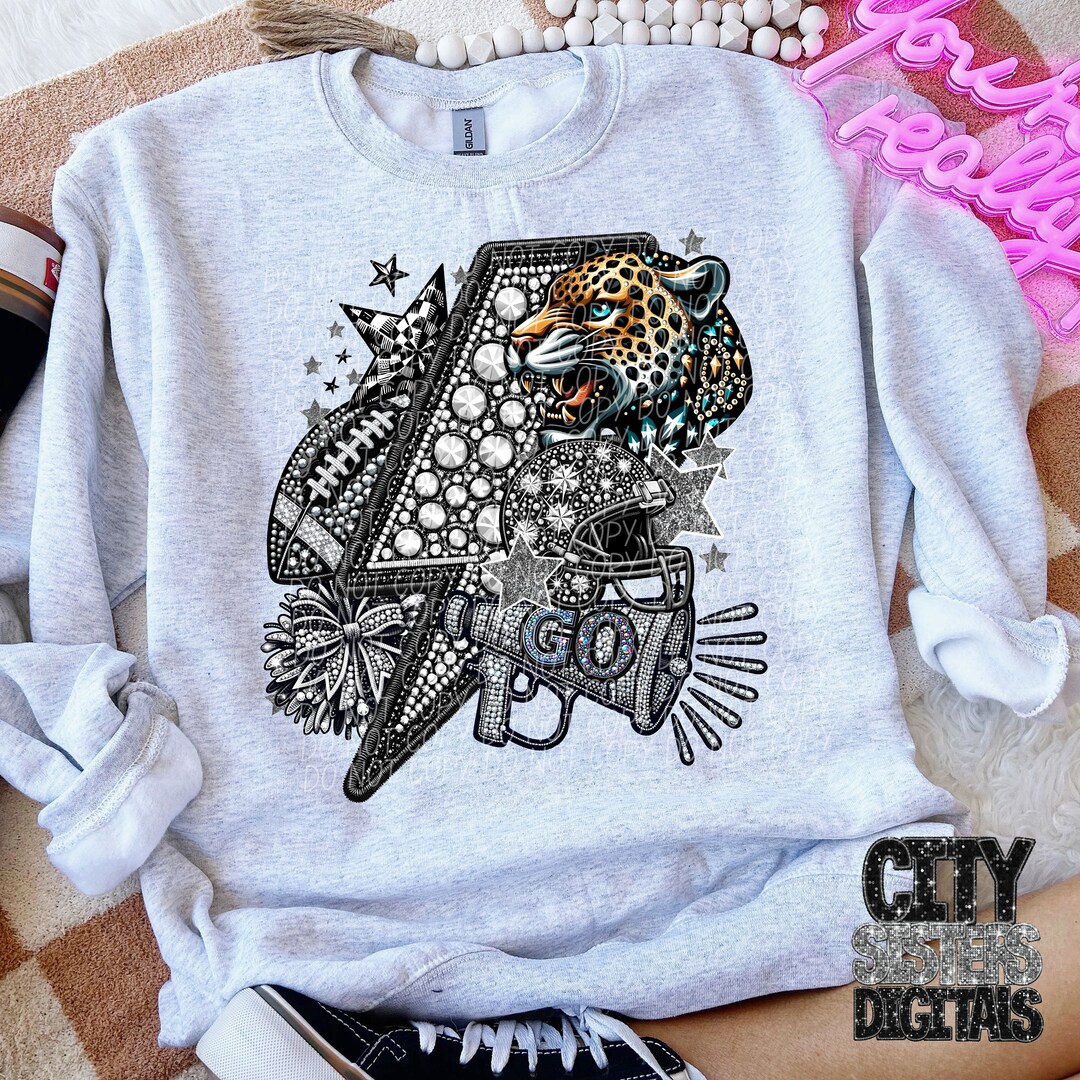 COUGARS FOOTBALL RHINESTONE Png, Rhinestone Faux Embroidery Jaguars ...