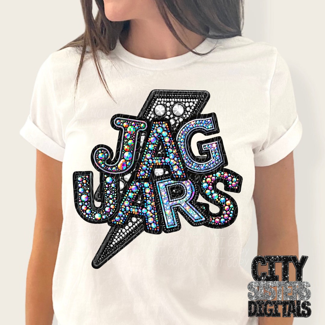 JAGUARS Png, Rhinestone Faux Embroidery Jaguars, Rhinestone Mascot ...