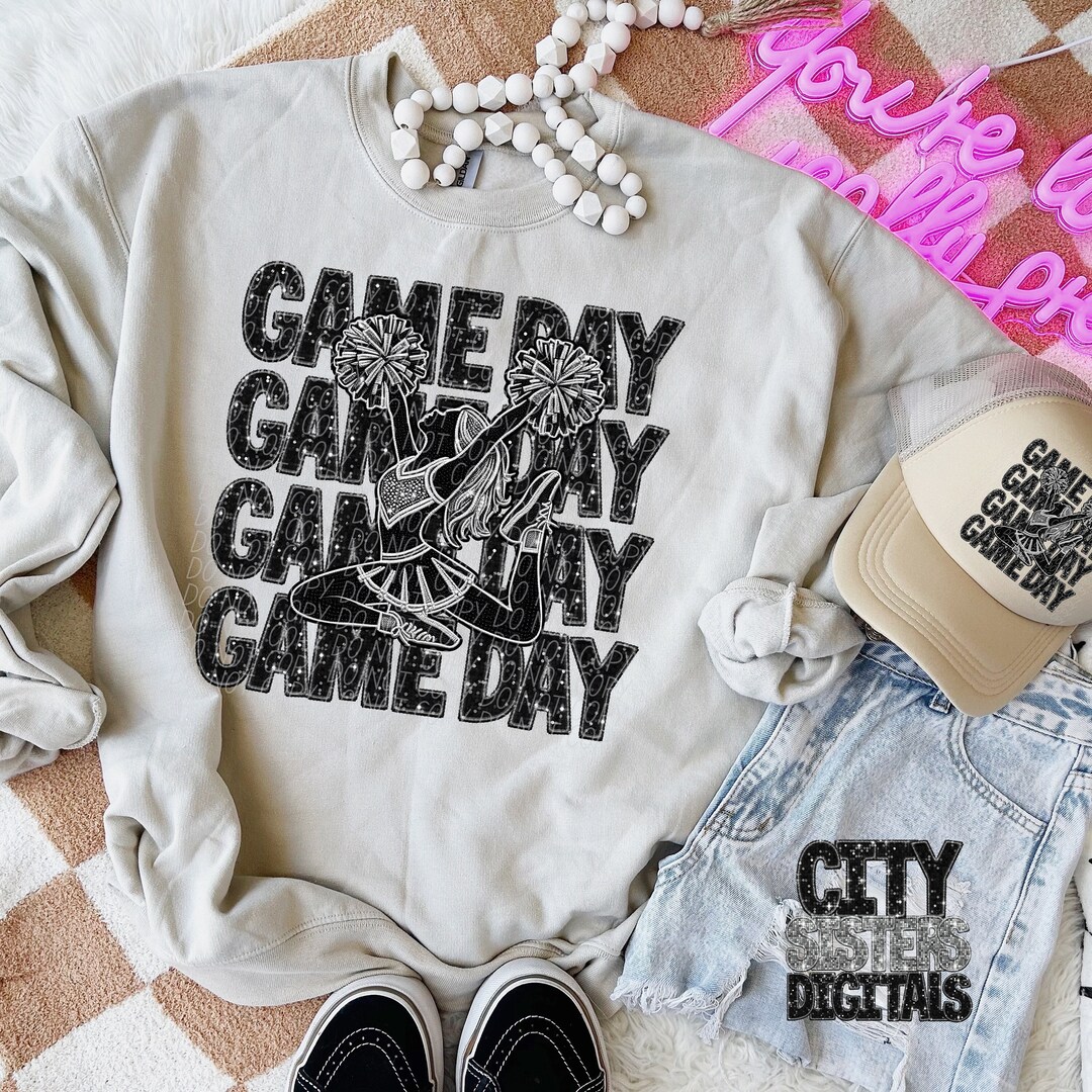 GAME DAY CHEER Png, Faux Embroidery, Football Season, Rhinestone Game ...
