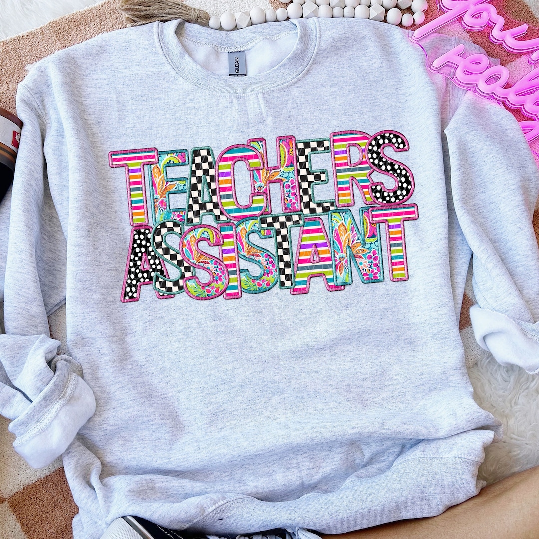 TEACHER ASSISTANT Png, Faux Embroidery Digital, Digital for Sublimation ...