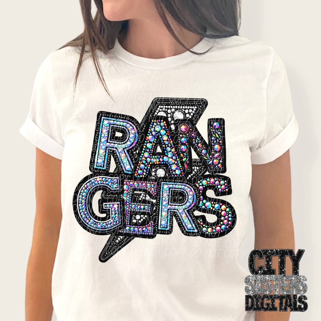 RANGERS Png, Rhinestone Faux Embroidery Rangers, Rhinestone Mascot ...