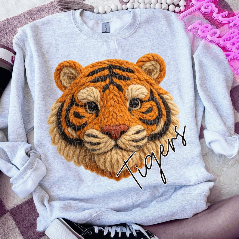 TIGERS Png, Faux Yarn Tigers Png, Yarn Mascot Png, Tigers Digital for ...