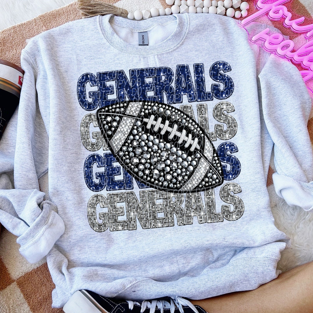 GENERALS FOOTBALL Rhinestone Faux Embroidery Digital for Sublimation ...