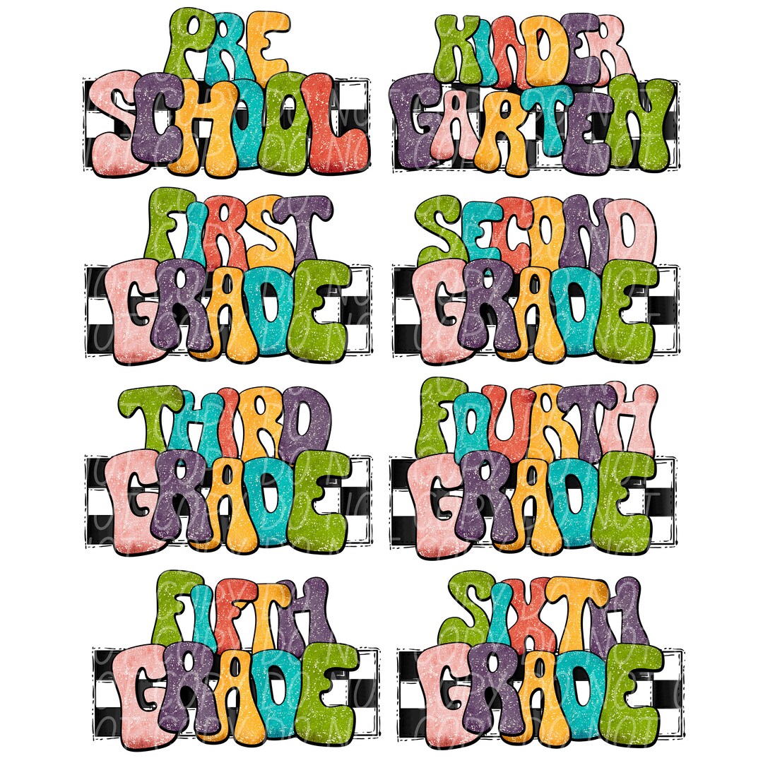 SCHOOL GRADES BUNDLE Png, Retro School Png, Digital for Sublimation and ...