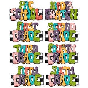 SCHOOL GRADES BUNDLE Png, Retro School Png, Digital for Sublimation and ...