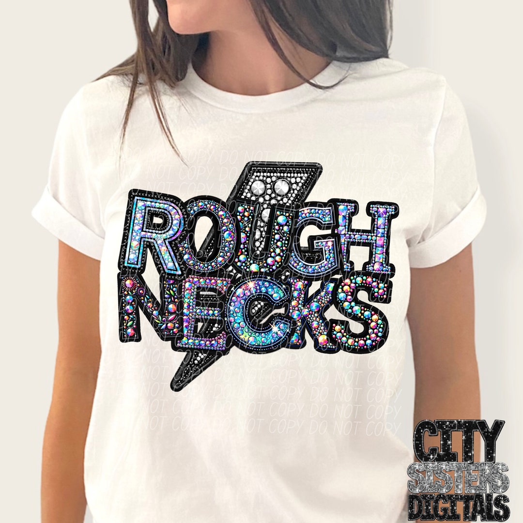 ROUGHNECKS Png, Rhinestone Faux Embroidery Roughnecks, Rhinestone Mascot, Digital for ...