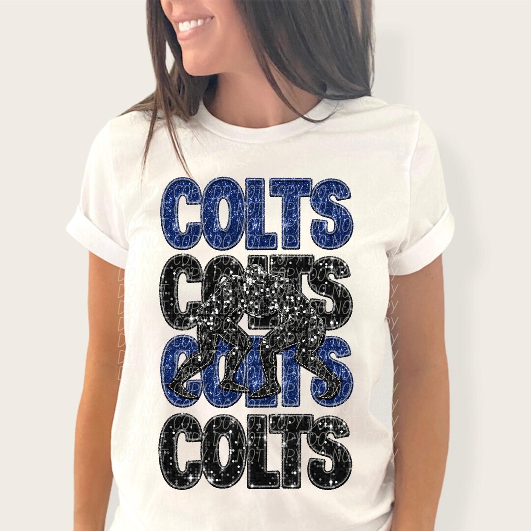 COLTS WRESTLING Png, Glitter Faux Embroidery Colts Digital for ...