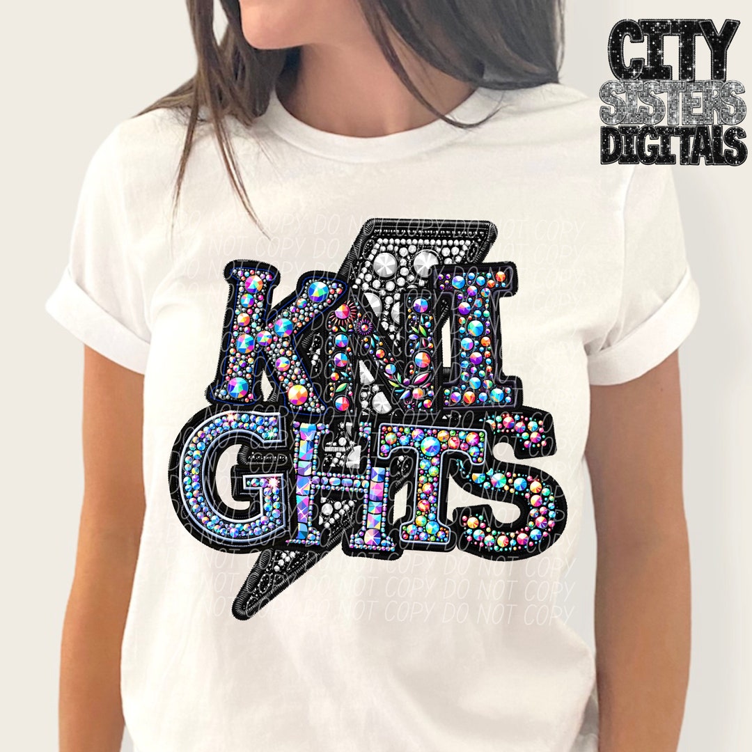 KNIGHTS Png, Rhinestone Faux Embroidery Knights, Rhinestone Mascot ...