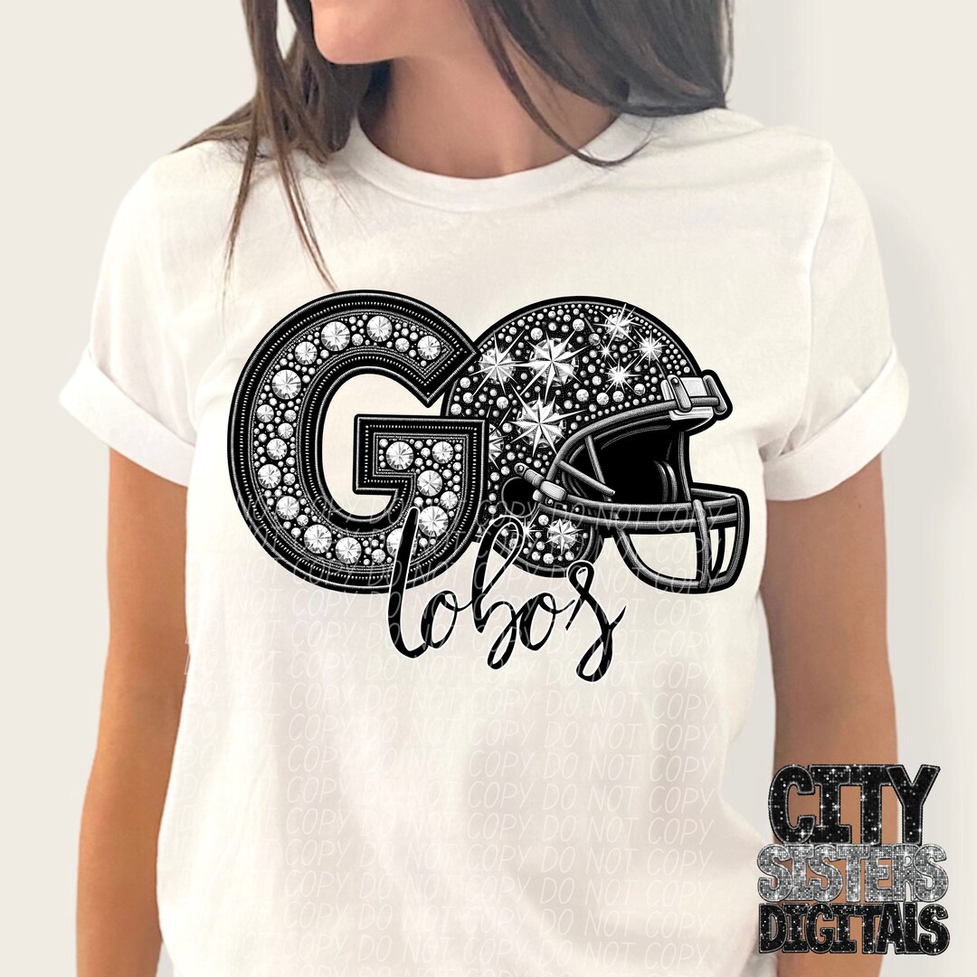 GO LOBOS Png, Rhinestone Faux Embroidery Lobos, Rhinestone Mascot ...