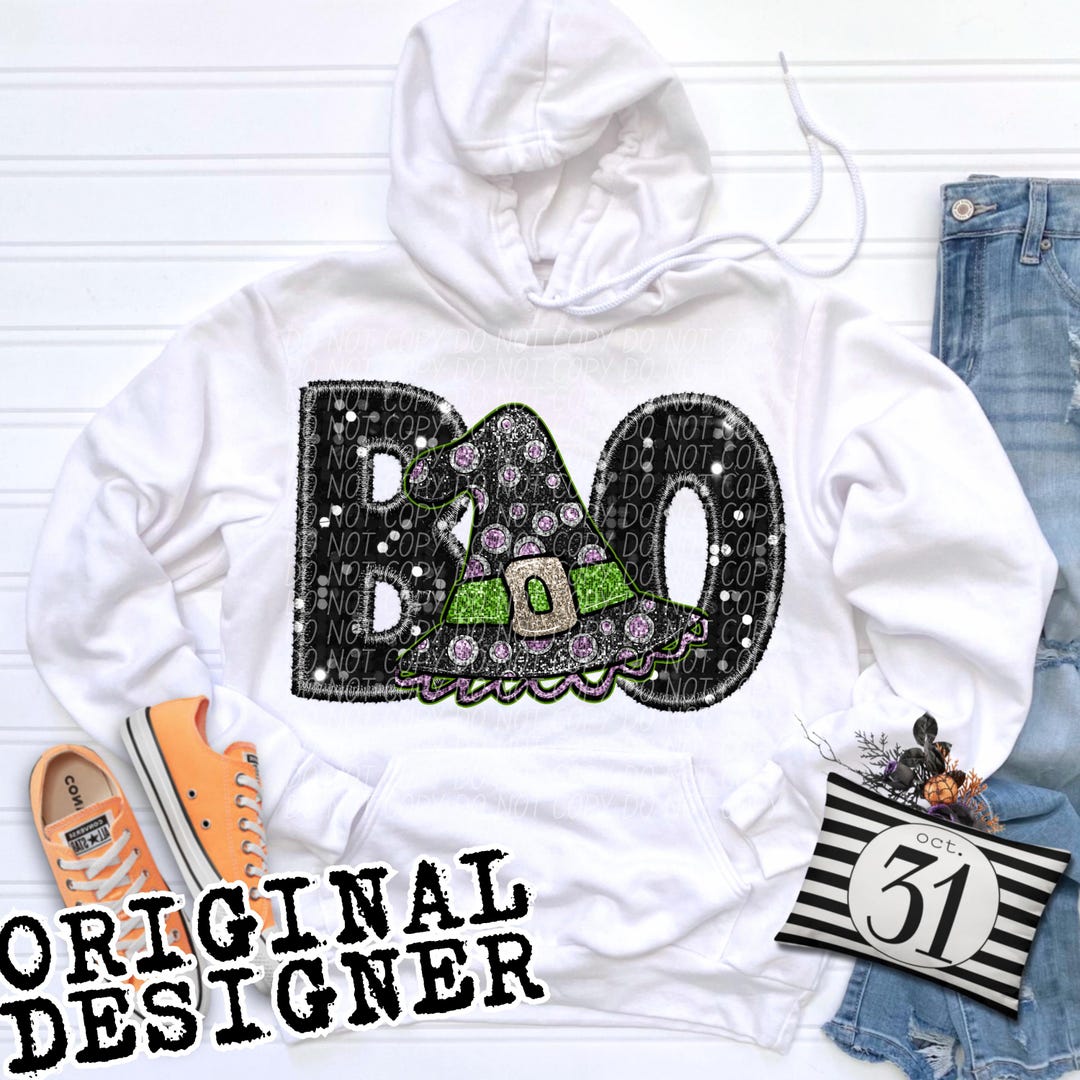 BOO Png, Faux Glitter Embroidery HALLOWEEN Png, Halloween Digital for ...