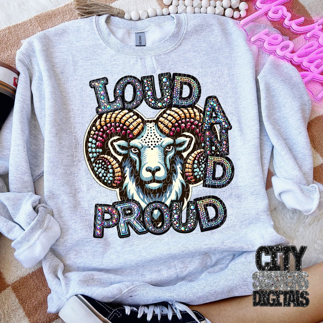 LOUD PROUD RAMS Png, Rhinestone Faux Embroidery Rams, Mascot, Digital ...