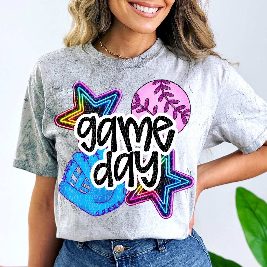 SOFTBALL GAME DAY Png, Neon Softball Png, Softball Digital for ...