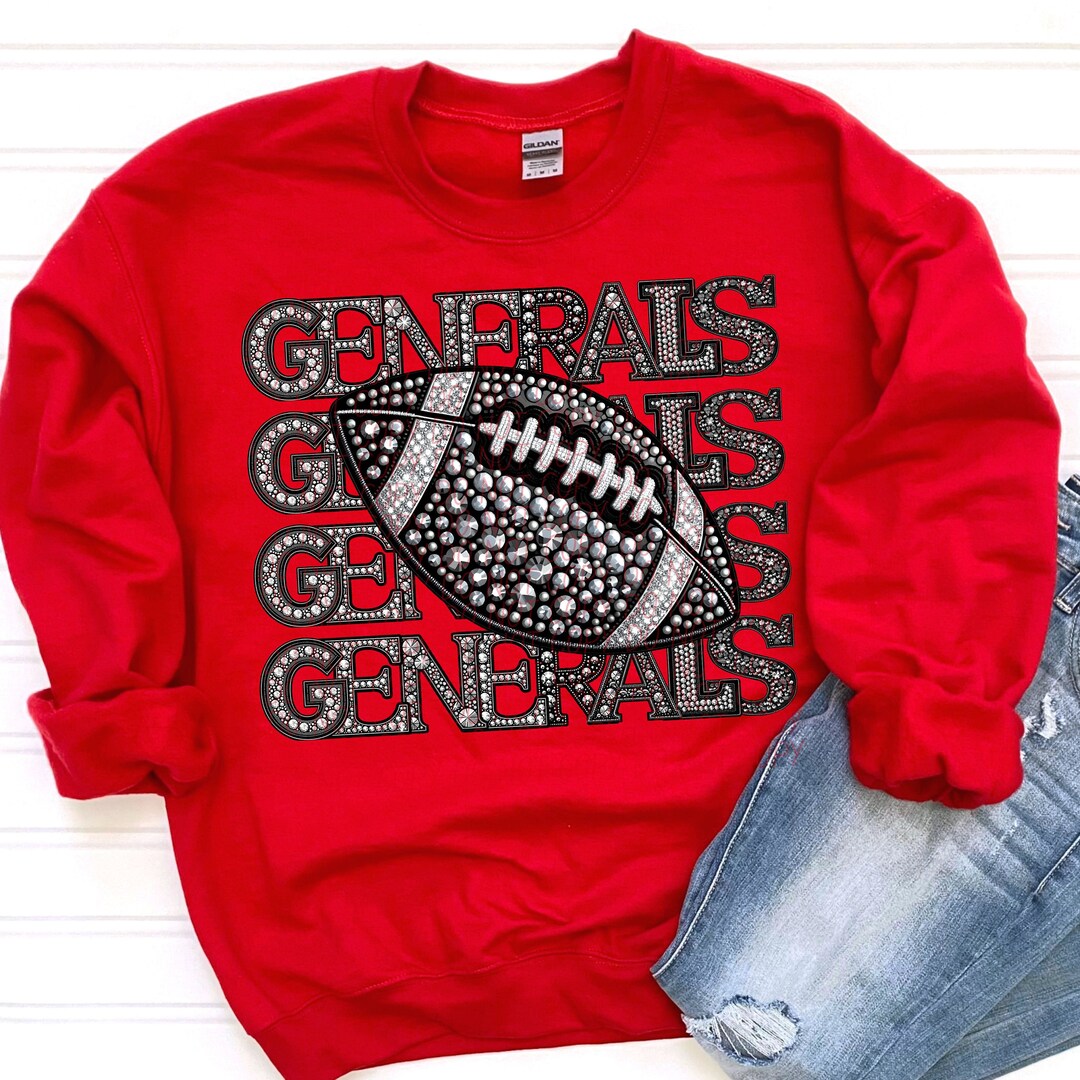 GENERALS FOOTBALL Rhinestone Faux Embroidery Digital for Sublimation ...