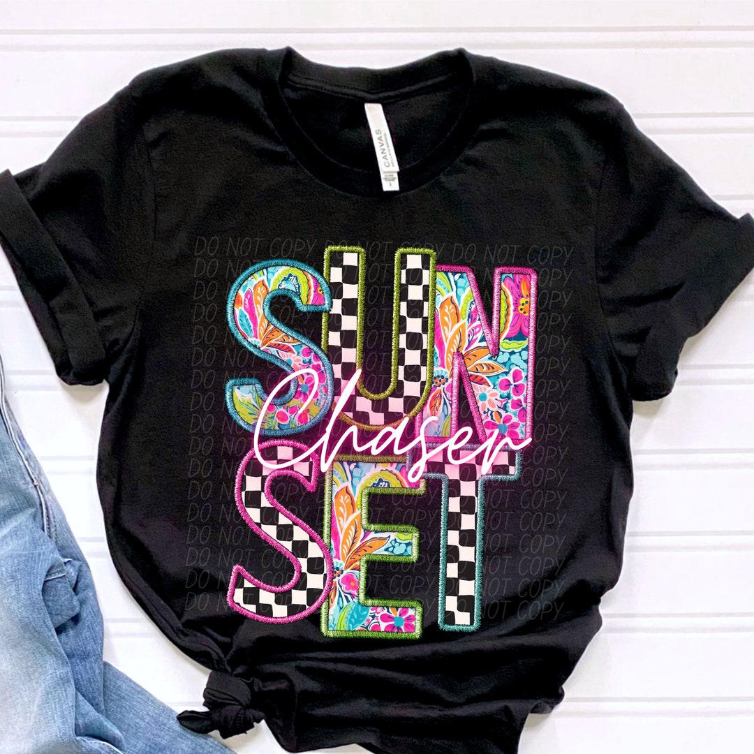 SUNSET CHASER Png, Faux Embroidery Summer Png, Summer Digital for ...
