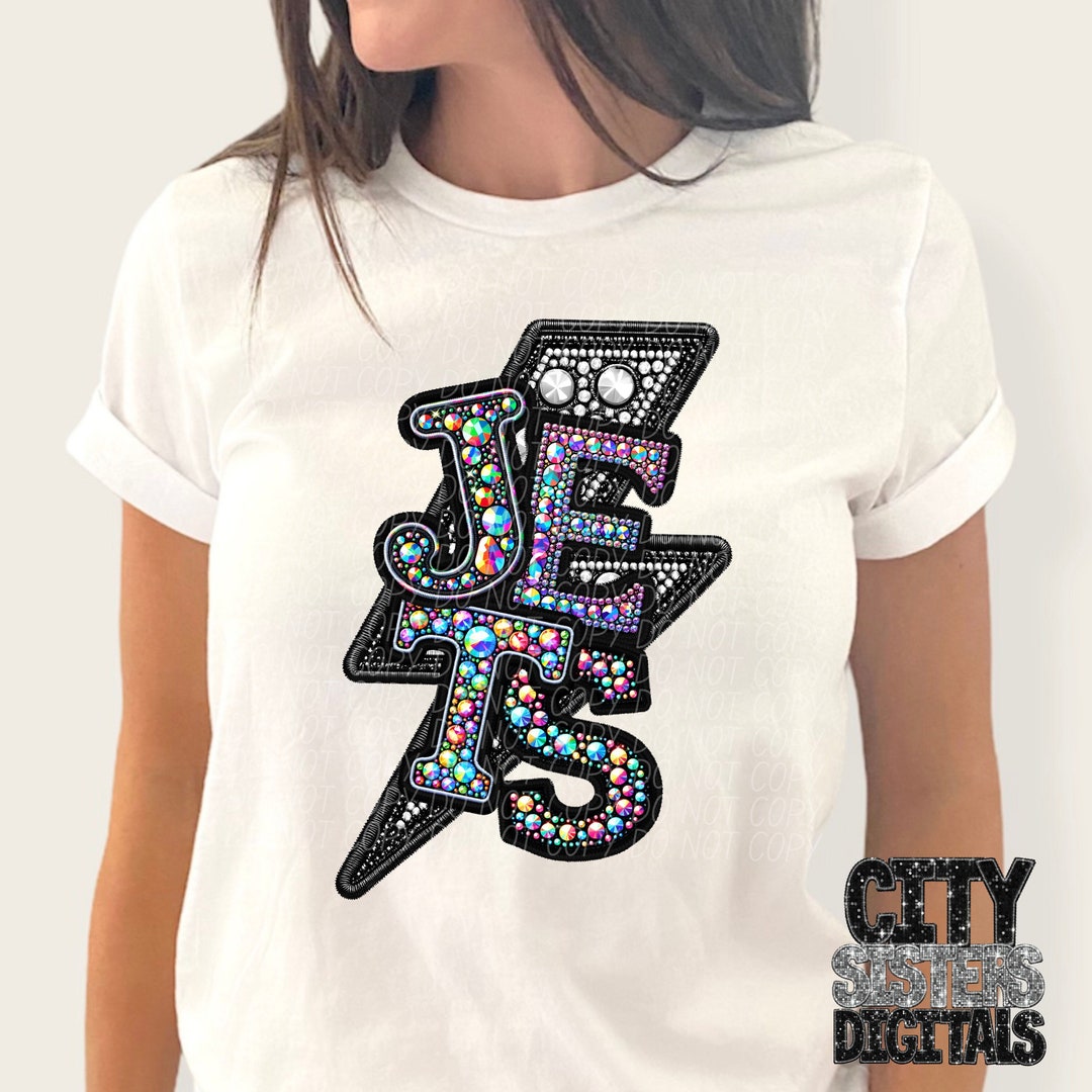 JETS Png, Rhinestone Faux Embroidery, Jets Rhinestone Png, Digital for ...