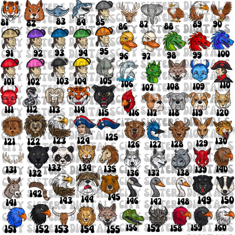 CUSTOM MASCOT Png, 340 Mascots Options, Digital for Sublimation and Dtf ...