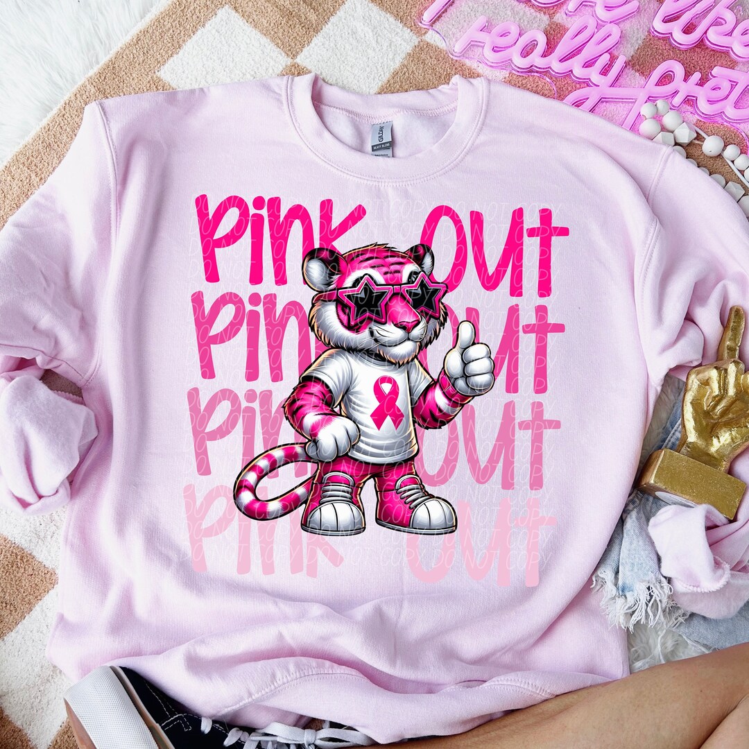 TIGERS PINK Out Digital for Sublimation & Dtf Png, Pink Out Png, Breast ...
