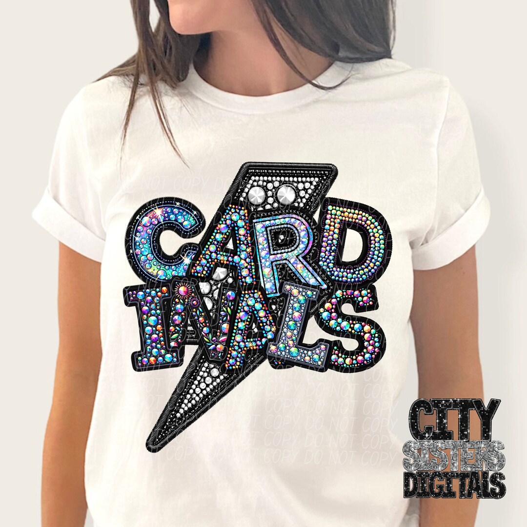 CARDINALS Png, Rhinestone Faux Embroidery Cardinals Png, Rhinestone ...