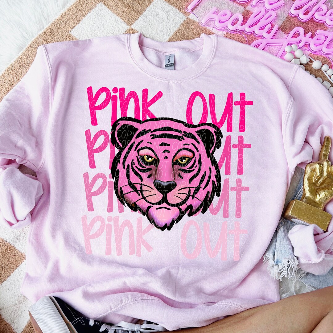 TIGERS PINK Out Digital for Sublimation & Dtf Png, Pink Out Png, Breast ...