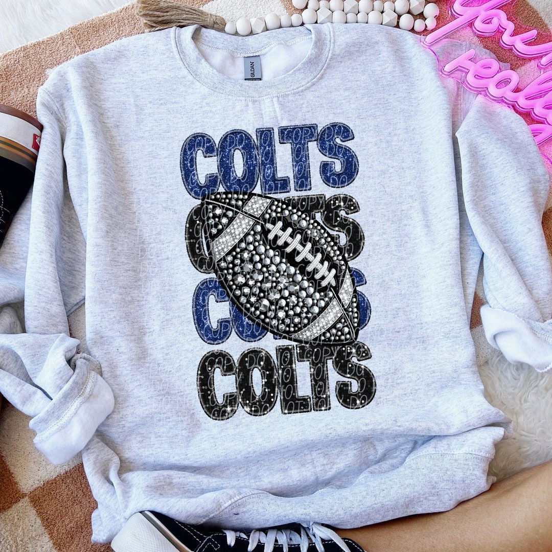 COLTS FOOTBALL Rhinestone Faux Embroidery Digital for Sublimation and ...